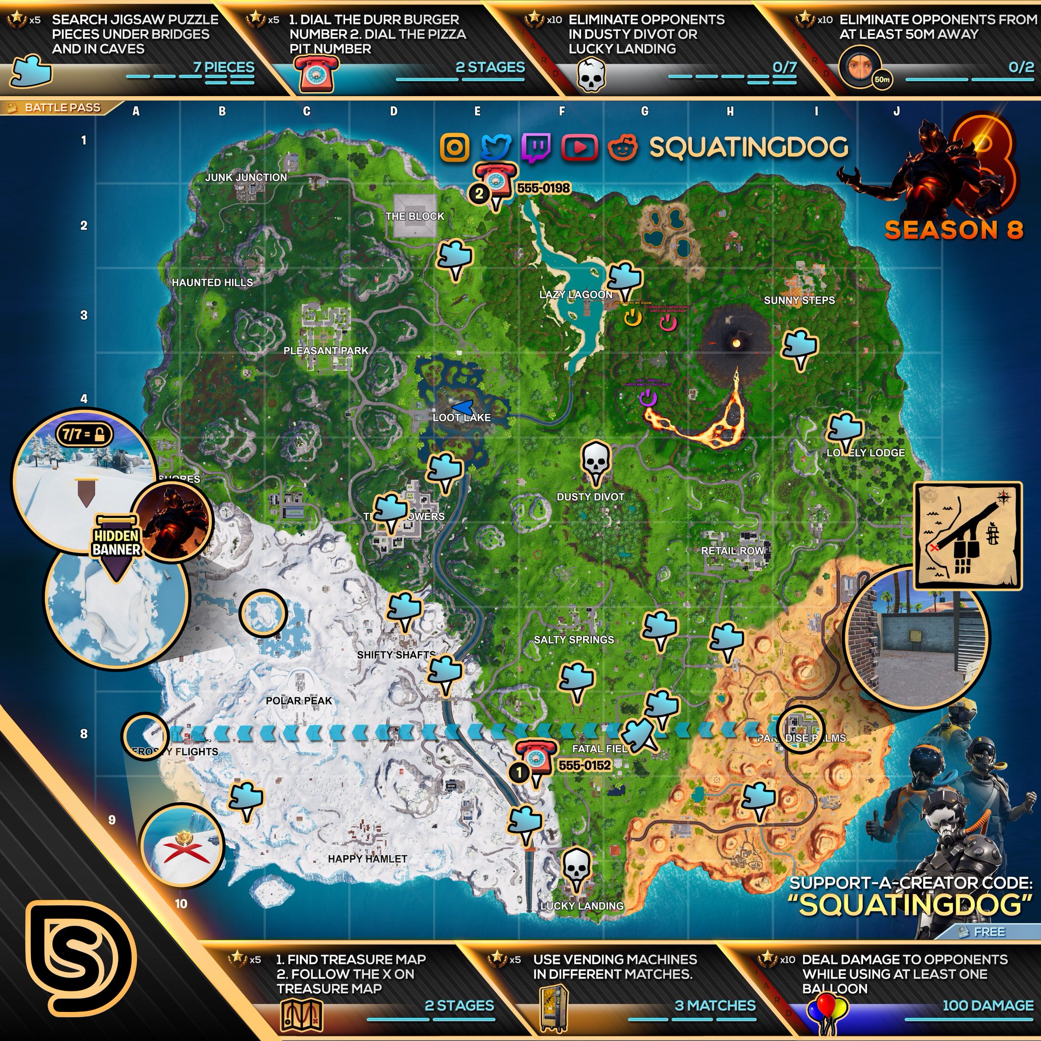 Fortnite Season 8 Week 8 Challenges List, Cheat Sheet, Locations ...