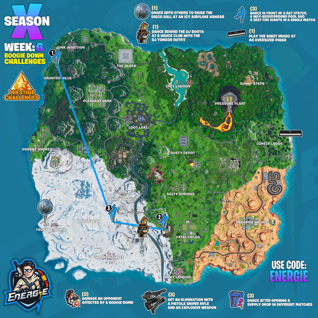 Guía de desafíos de Fortnite Boogie Down - Hoja de trucos, misiones ...