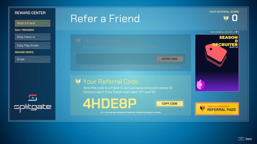 What are and how to use referral codes in Splitgate - Pro Game Guides