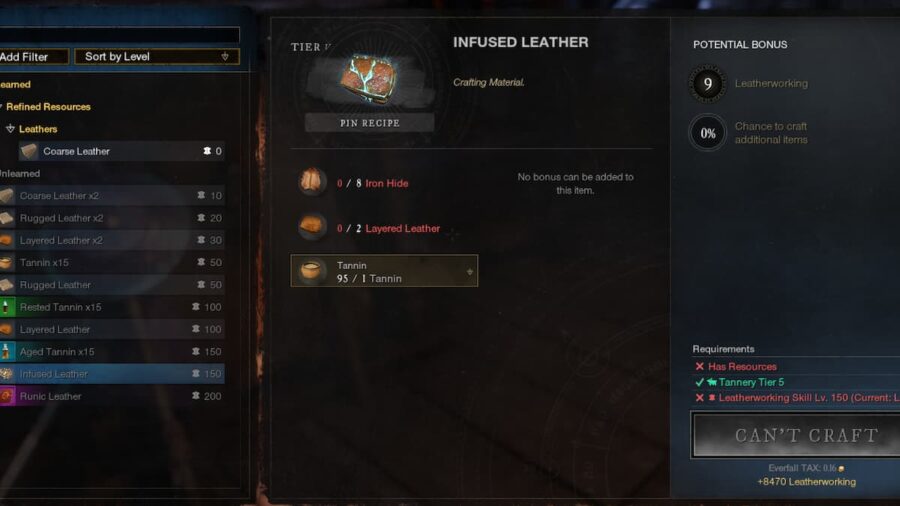 How to make Infused Leather in New World - Pro Game Guides