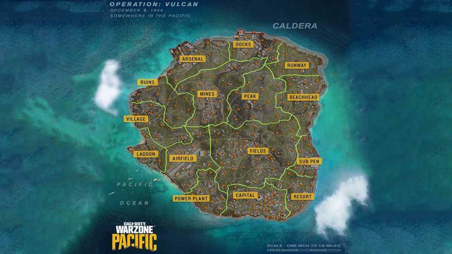 Call of Duty Warzone Pacific Caldera – Full Map and Locations | Pro ...