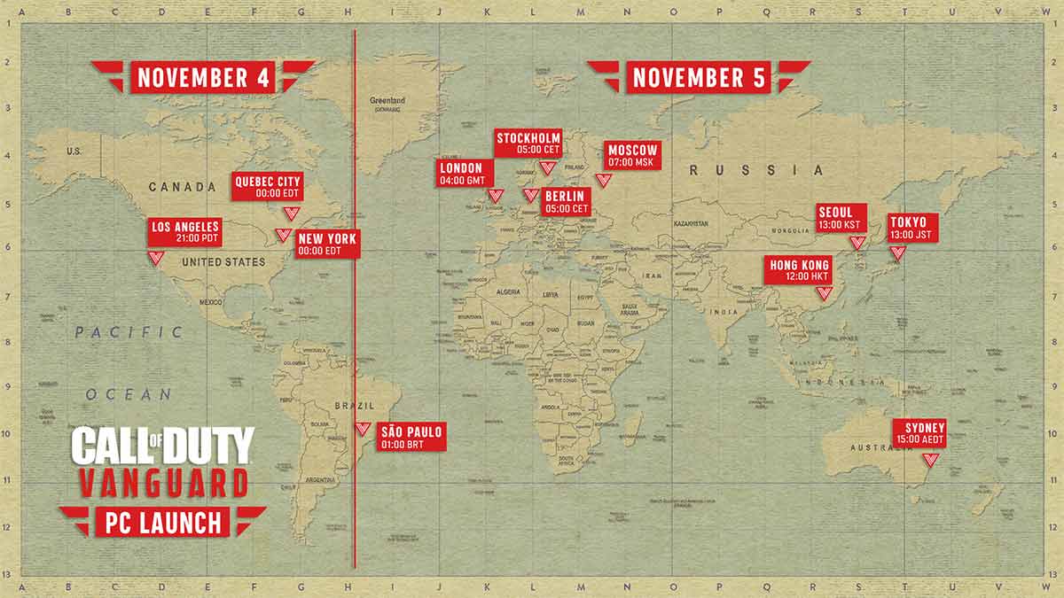 All Call of Duty: Vanguard Global PC launch times | Pro Game Guides