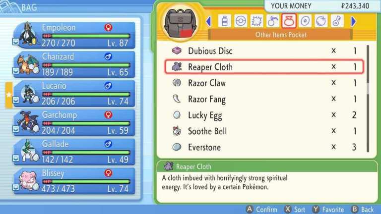 Where to find a Reaper Cloth in Pokémon Brilliant Diamond and Shining ...