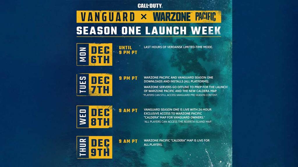 Call of Duty: Warzone Pacific and Vanguard Season 1 release time | Pro ...