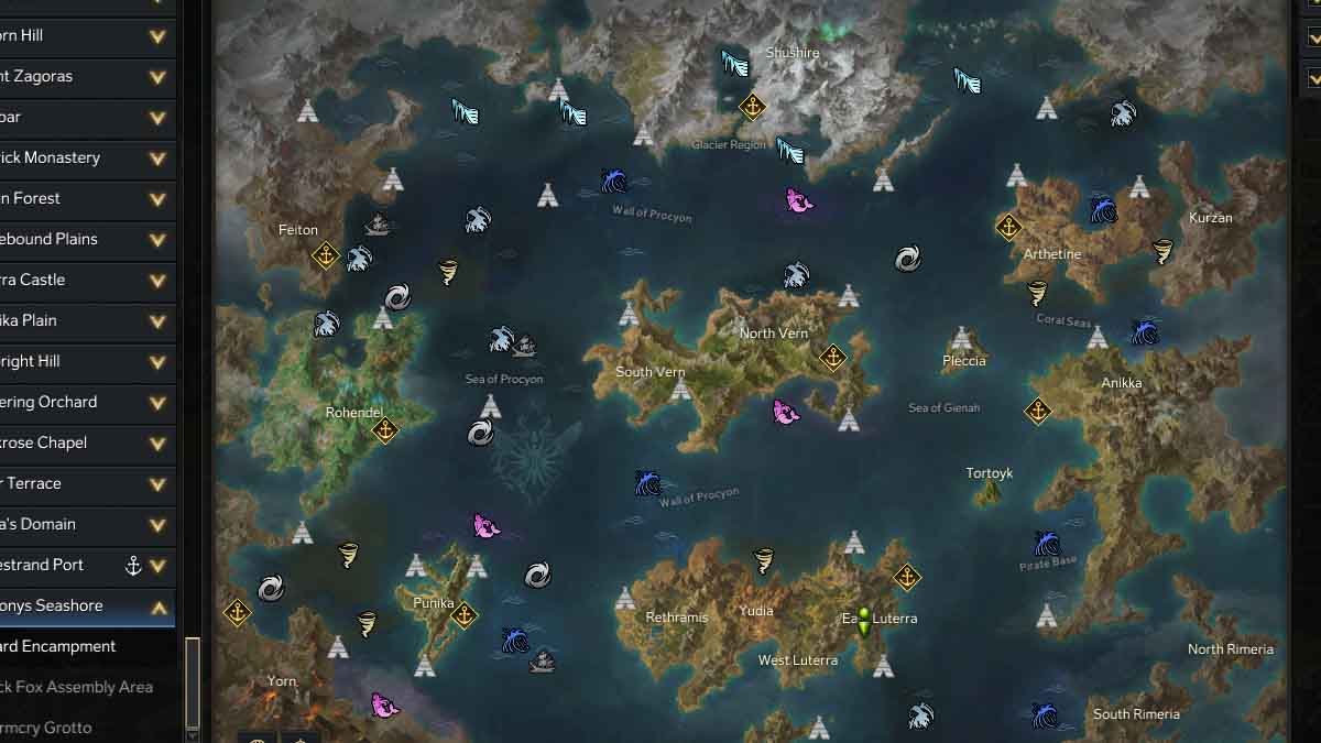 What do the icons mean in the ocean in Lost Ark? Map Key icons, explained | Pro Game Guides