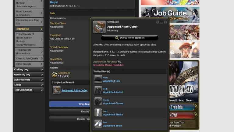 How to unlock the Appointed Attire glamour gear in Final Fantasy XIV ...