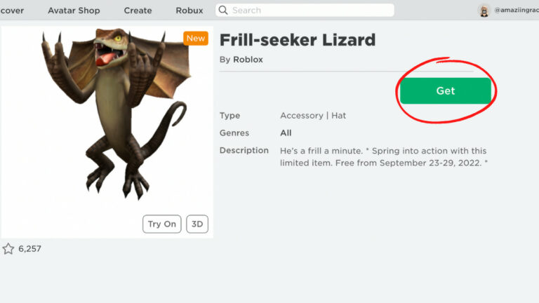 How to get the free Frill-seeker Lizard avatar item in Roblox - Pro Game Guides