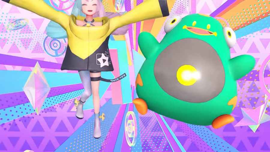 Iono hops into battle with Bellibolt, her Electric frog partner Pokémon ...