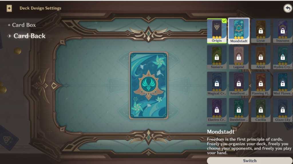 How to get & use Card Backs in Genshin Impact Genius Invokation TCG ...