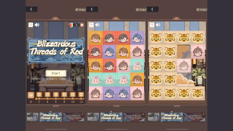 Tears of Themis Blizzardous Threads of Red Flip & Match Mini-Game event ...