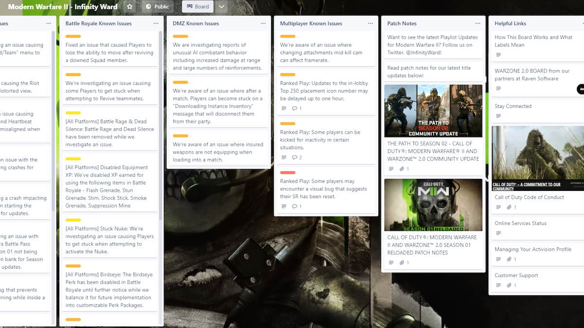 Infinity Ward Trello Board Link (MW2 Trello) | Pro Game Guides