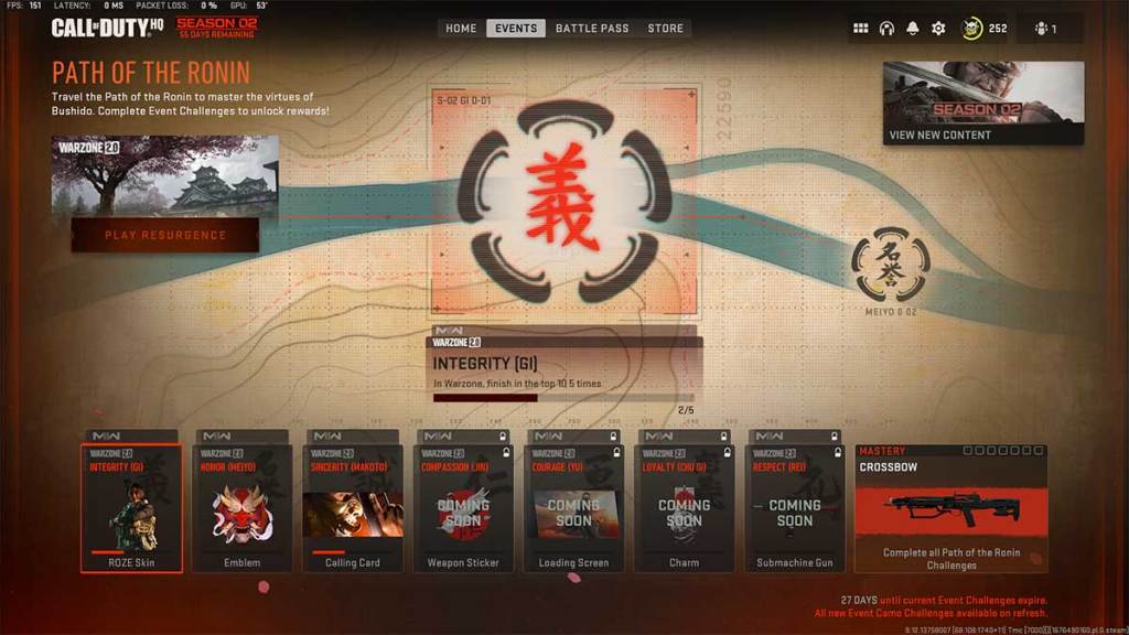 All 'Path of the Ronin' Event challenges and rewards in Warzone 2 ...