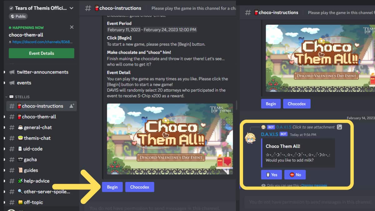 Tears of Themis Choco Them All!! Discord event guide | Pro Game Guides