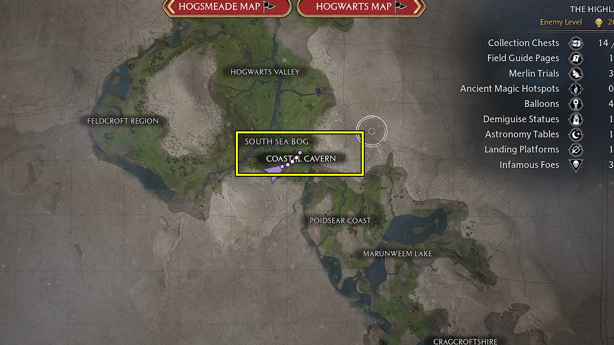 How to reach the southern part of the World Map in Hogwarts Legacy ...