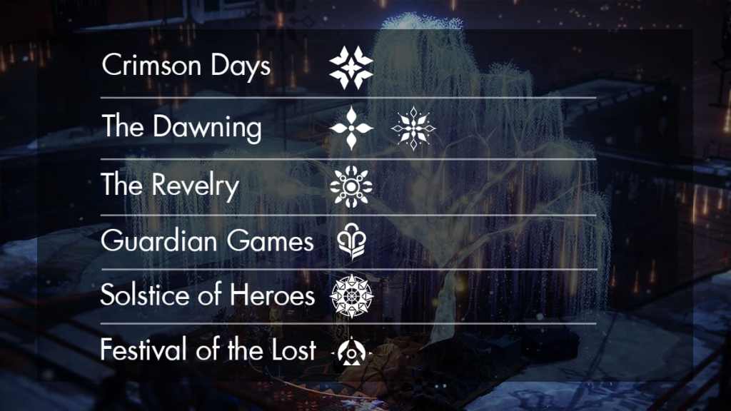 All Seasonal Icons and Event Symbols in Destiny 2 | Pro Game Guides