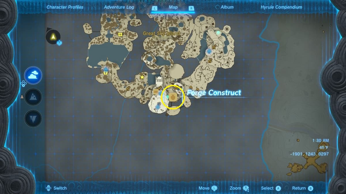 Forge Construct Locations (Map)in TotK - Zelda Tears of the Kingdom ...