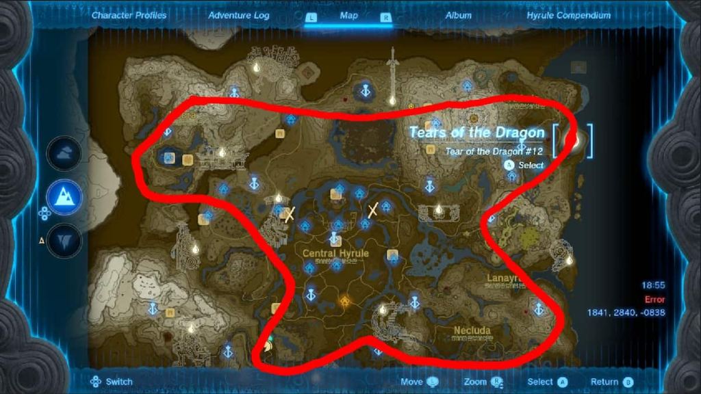 Light Dragon Location Map & Path in Zelda Tears of the Kingdom (TotK ...