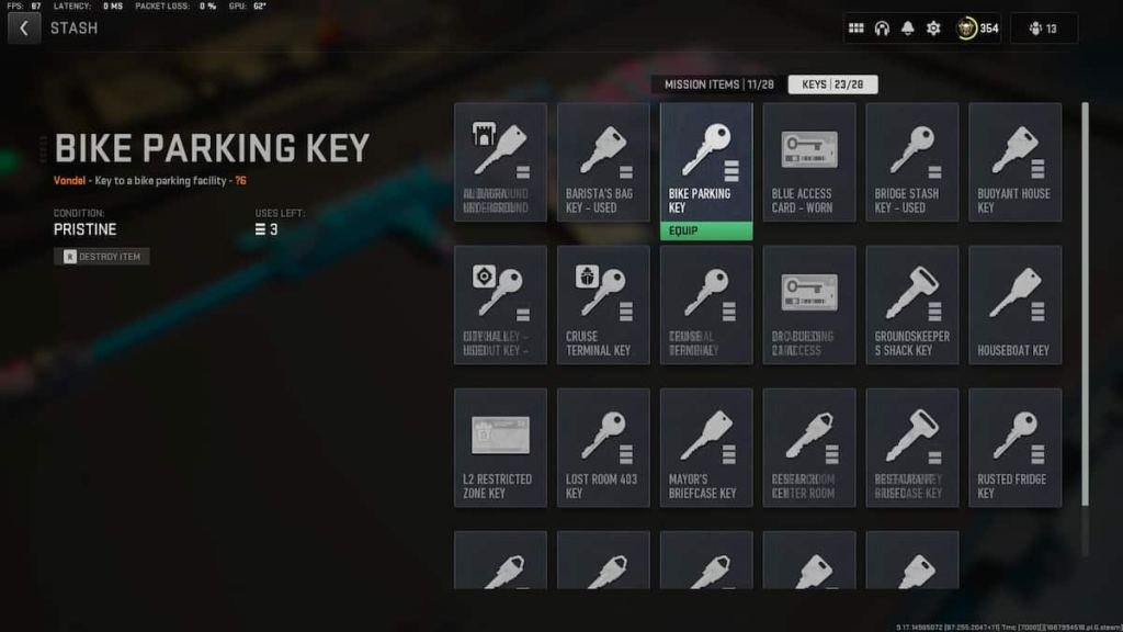 Bike Parking Key - DMZ (Map Locations) | Pro Game Guides