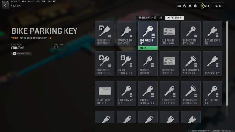 Bike Parking Key - DMZ (Map Locations) | Pro Game Guides