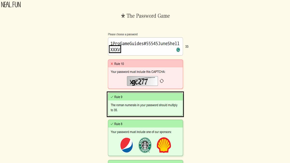 The Password Game Rule 9 Roman Numerals That Multiply To 35 Steam The Password Game Rule 9 Roman Numerals That Multiply To 35 Steam