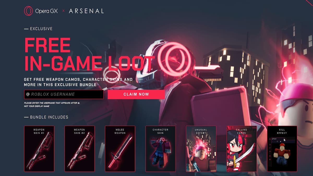How to get the free Opera GX bundle in Arsenal - Roblox | Pro Game Guides
