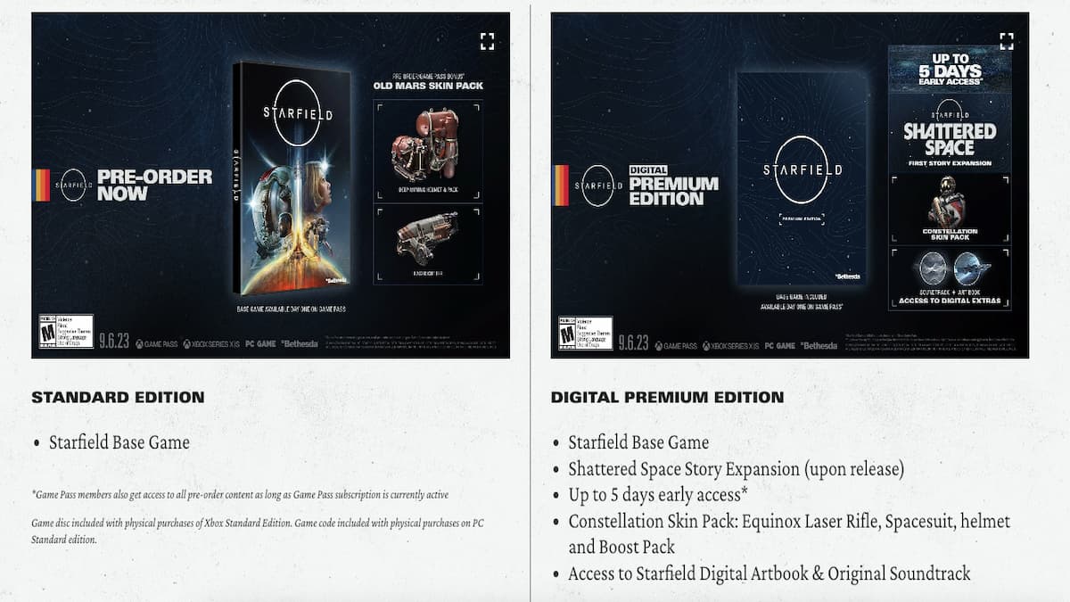 All Starfield Editions Comparison - Constellation Edition Rewards ...