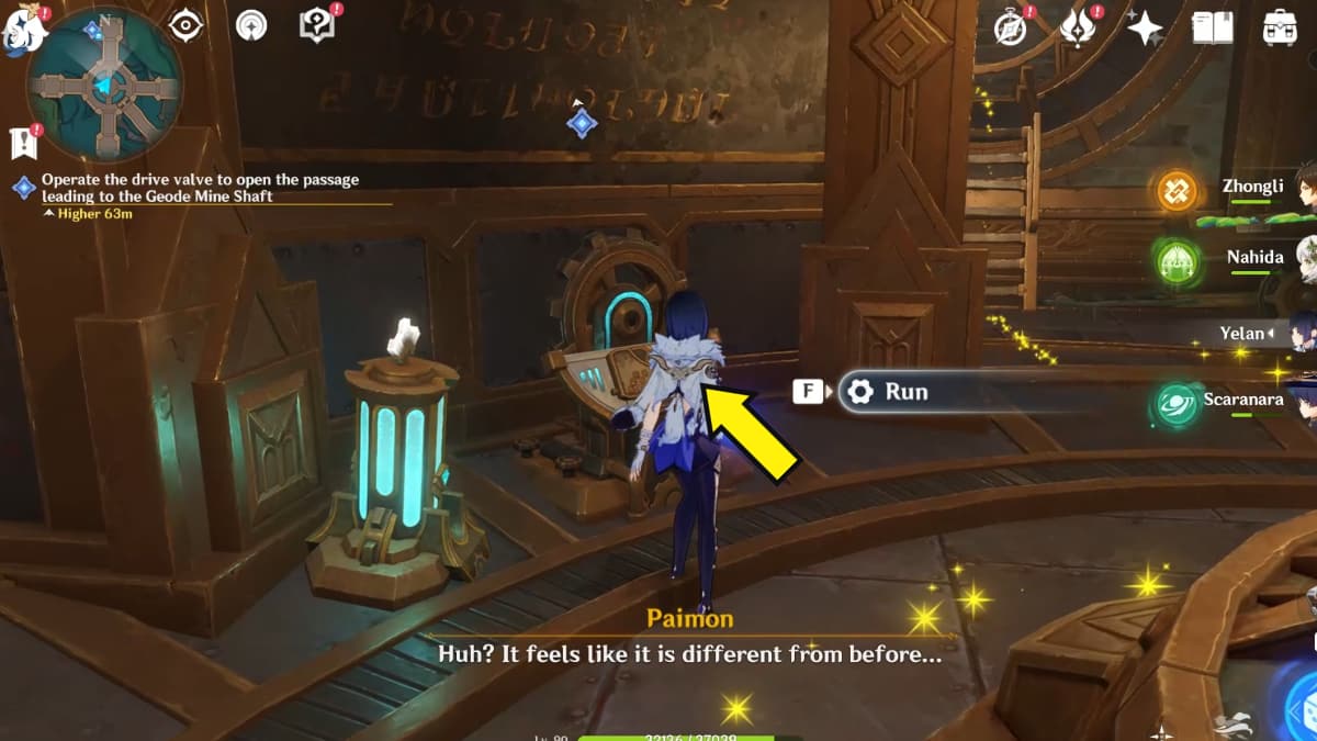 How to operate the drive valve to open the passage leading to the Geode ...