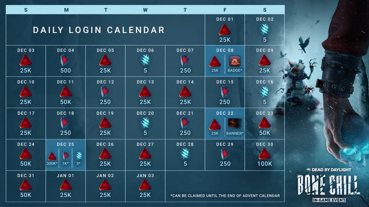 All Advent Calendar Rewards in Dead by Daylight 2023 | Pro Game Guides