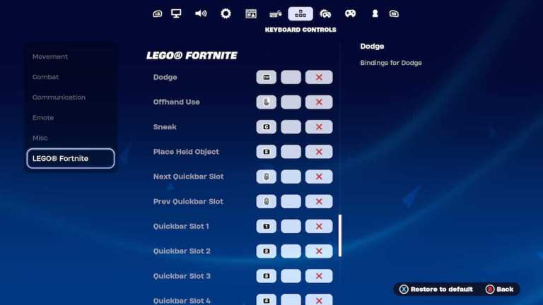 LEGO Fortnite Controls and Keybinds | Pro Game Guides