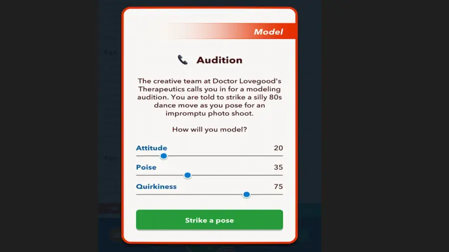 BitLife Model Audition Guide: Attitude, Poise & Quirkiness Settings