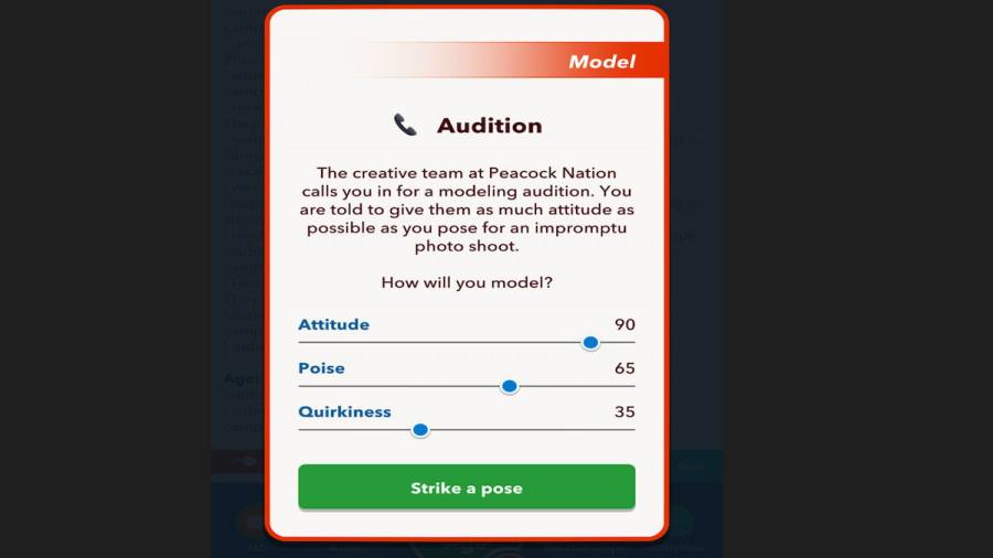 BitLife Model Audition Guide: Attitude, Poise & Quirkiness Settings