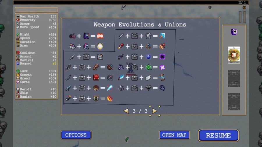 All weapons and weapon evolutions in Vampire Survivors Operation Guns ...