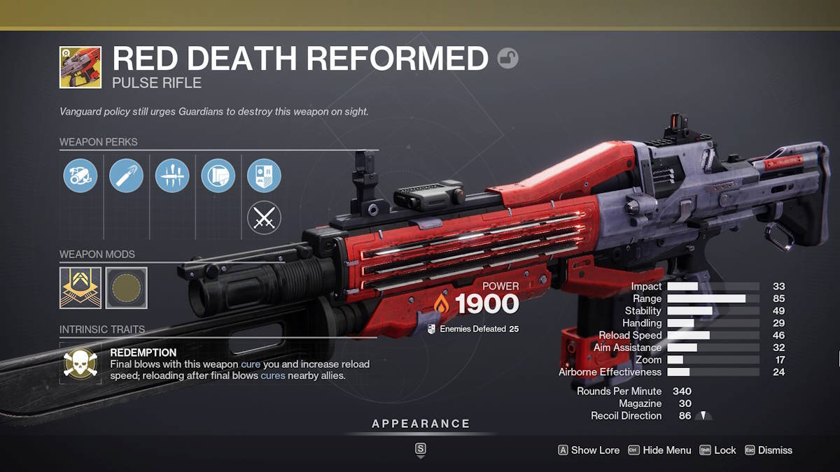 The Red Death Reformed is a divisive weapon in Destiny 2: The Final ...