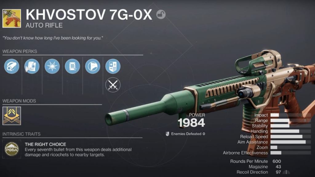 How to get legendary and exotic Khvostov 7G-0X auto rifle in Destiny 2 ...