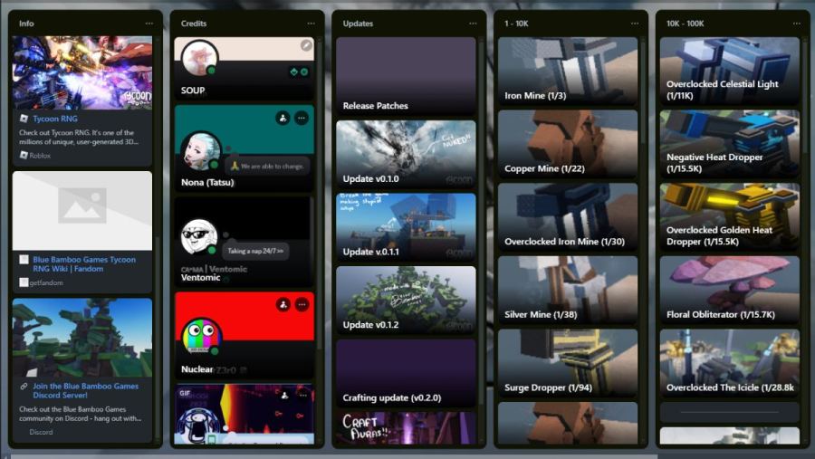 Tycoon RNG Trello and Discord Links | Pro Game Guides