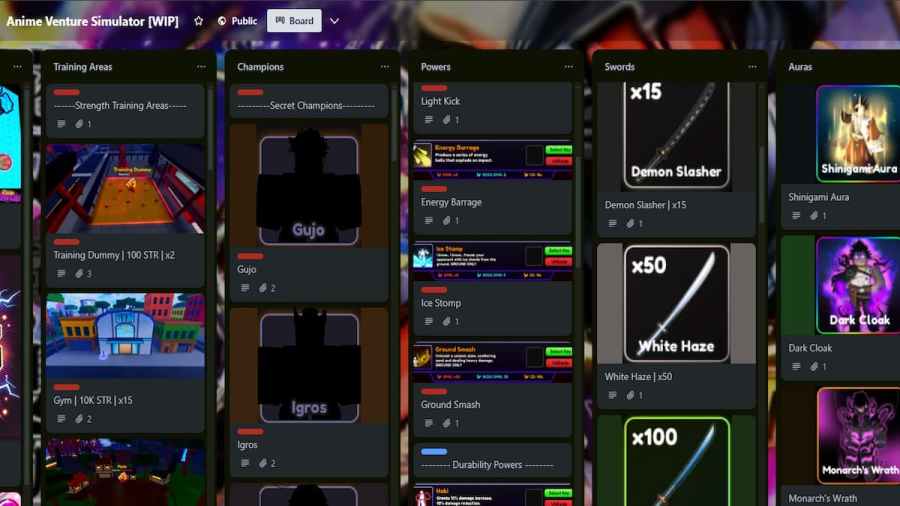 Anime Venture Trello and Discord Links | Pro Game Guides