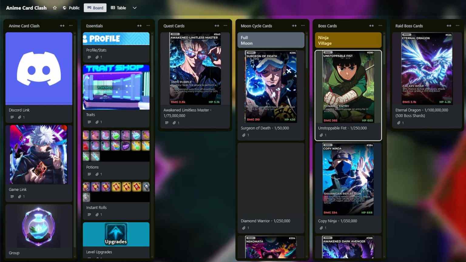 Official Anime Card Clash Trello Link | Pro Game Guides