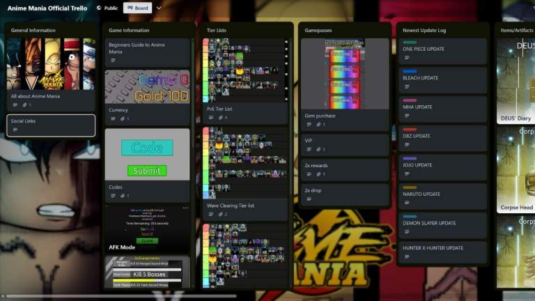 Official Anime Mania Trello Link, Wiki & Discord | Pro Game Guides