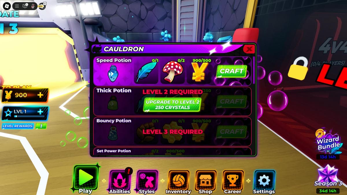 Volleyball Legends Wizard Season Update Guide - Potions, Crafting, and Wizard Game Mode | Pro ...