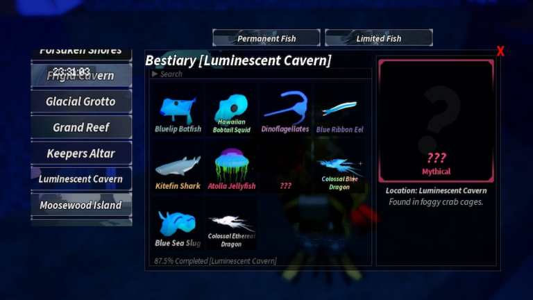 All 10 Fishes in Luminescent Cavern(100% Bestiary) – Fisch | Pro Game ...