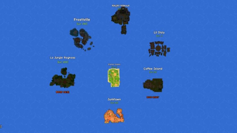 Brainrot Seas Island Locations Map - Level Requirements & Quests